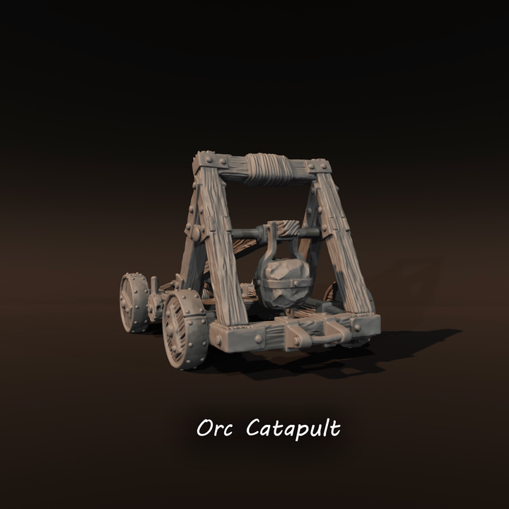 3D Printable Orc Catapult And Crew by Medbury Miniatures