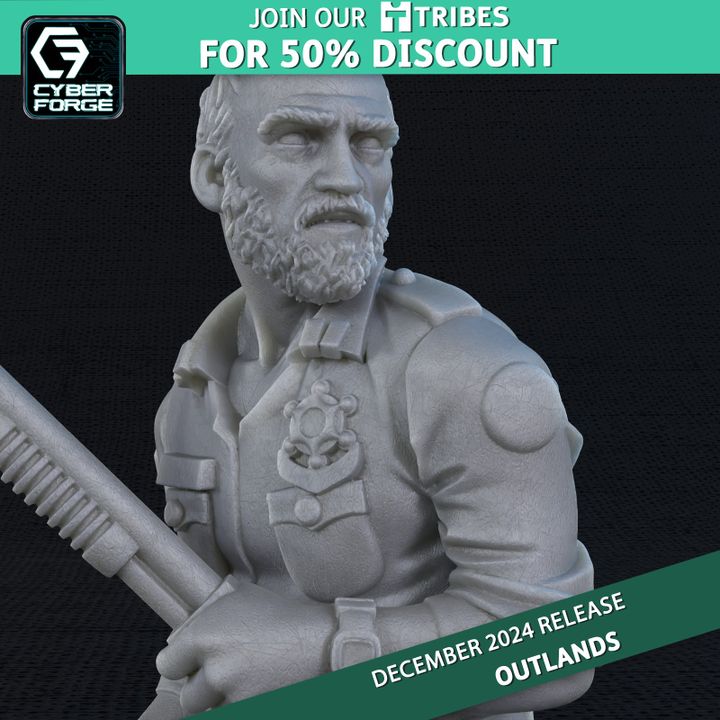 3D Printable Officer Sean Cyber Forge December 2024 Release by Titan Forge Miniatures