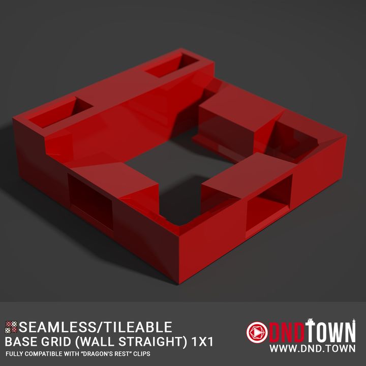 3D Printable Base Grid Block 1x1 Wall Straight (Low Profile - 38mm) 3D ...