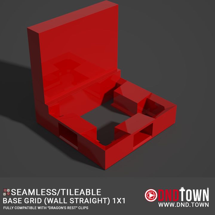 3D Printable Base Grid - Wall Edge 1x1 - (1 Block/s) OPEN A - (Low ...