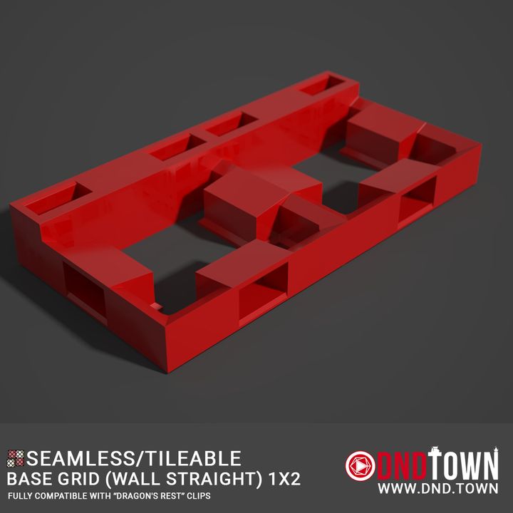 3D Printable Base Grid Block 1x2 - (2 Block/s) Wall Edge - (Low Profile ...