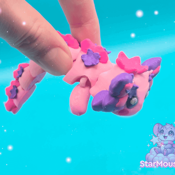 3D Printable Blossom Axolotl Family Flexis + Cave Home by StarMouse3D