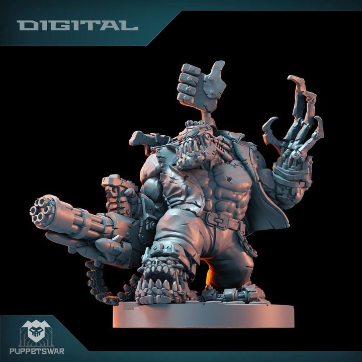 3D Printable Orc Cyborg Chieftain by Puppetswar Miniatures