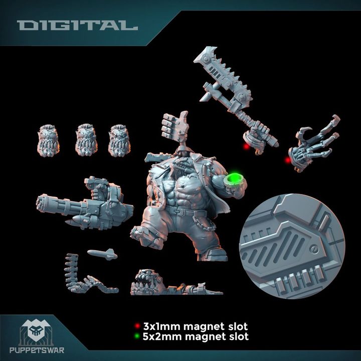 3D Printable Orc Cyborg Chieftain by Puppetswar Miniatures