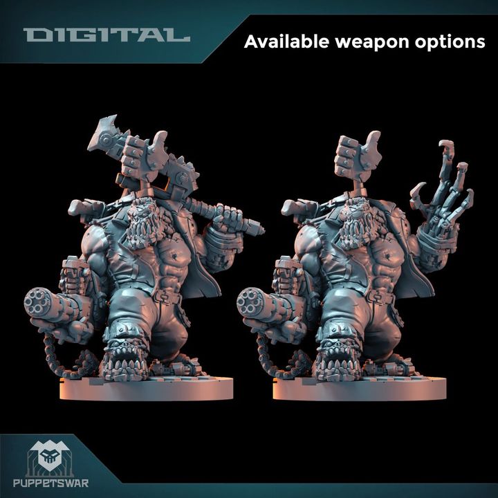 3D Printable Orc Cyborg Chieftain by Puppetswar Miniatures