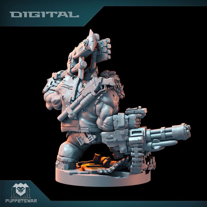3D Printable Orc Cyborg Chieftain by Puppetswar Miniatures