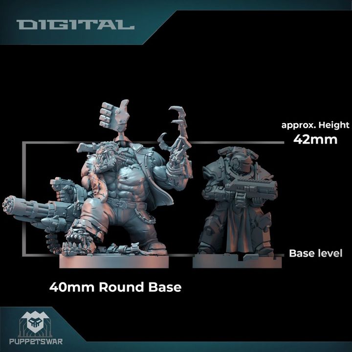 3D Printable Orc Cyborg Chieftain by Puppetswar Miniatures