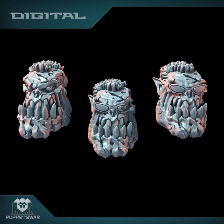 3D Printable Orc Cyborg Chieftain by Puppetswar Miniatures