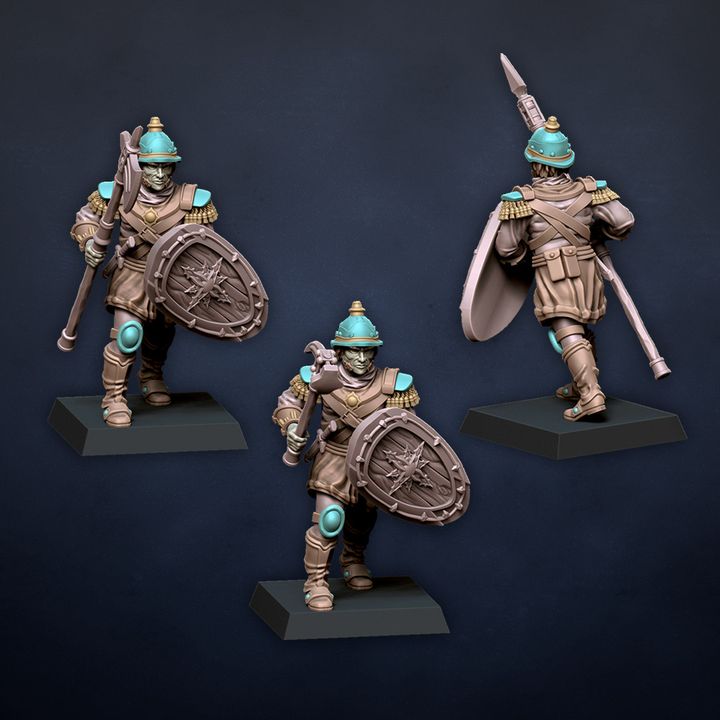 3D Printable Heavy Infantry by Dragon's Lake Miniaturas