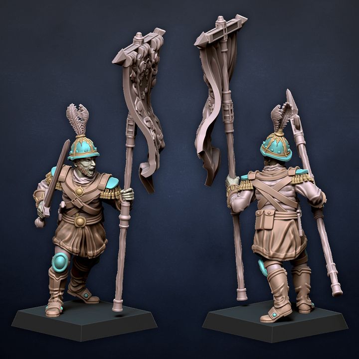 3D Printable Heavy Infantry (Command Group) by Dragon's Lake Miniaturas