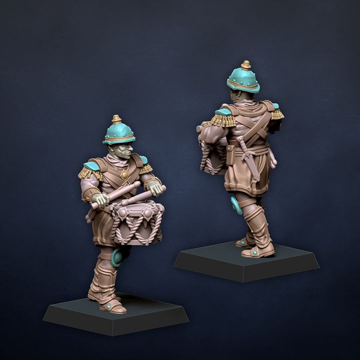 3D Printable Heavy Infantry (Command Group) by Dragon's Lake Miniaturas