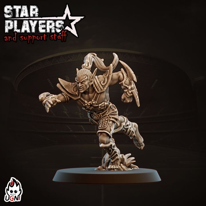 3D Printable Fantasy Football - Star Player - Dark Elf by UGNI Miniatures