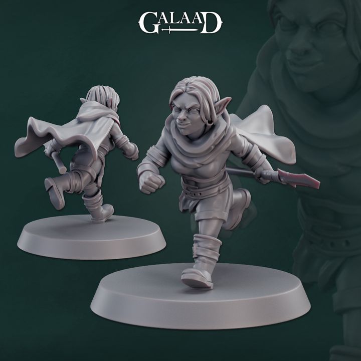 3D Printable Female Goblin running spear by Galaad Miniatures
