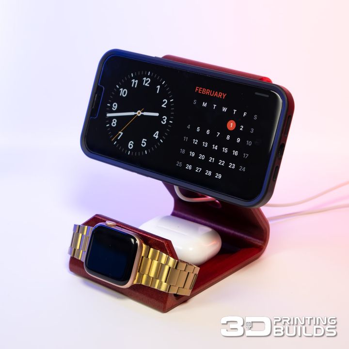 3D Printable iPhone MagSafe Holder, Apple Watch Dock by 3D Printing Builds
