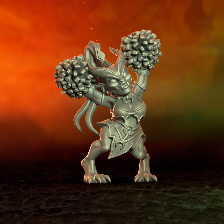 3D Printable Chaos Halfling Cheerleader by Punga Miniatures