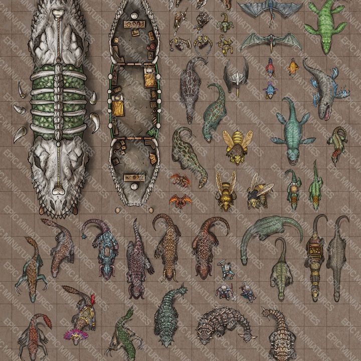 3D Printable Jurassic Encounters Virtual Tabletop Token Set / VTT ...