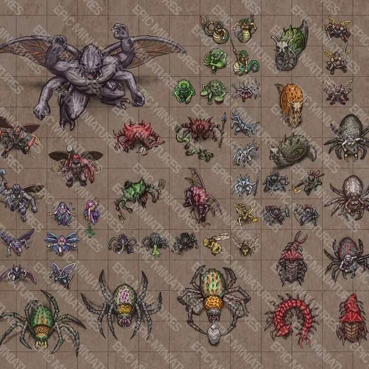 3D Printable Insectoid Jungle Virtual Tabletop Token Set / VTT Tokens ...