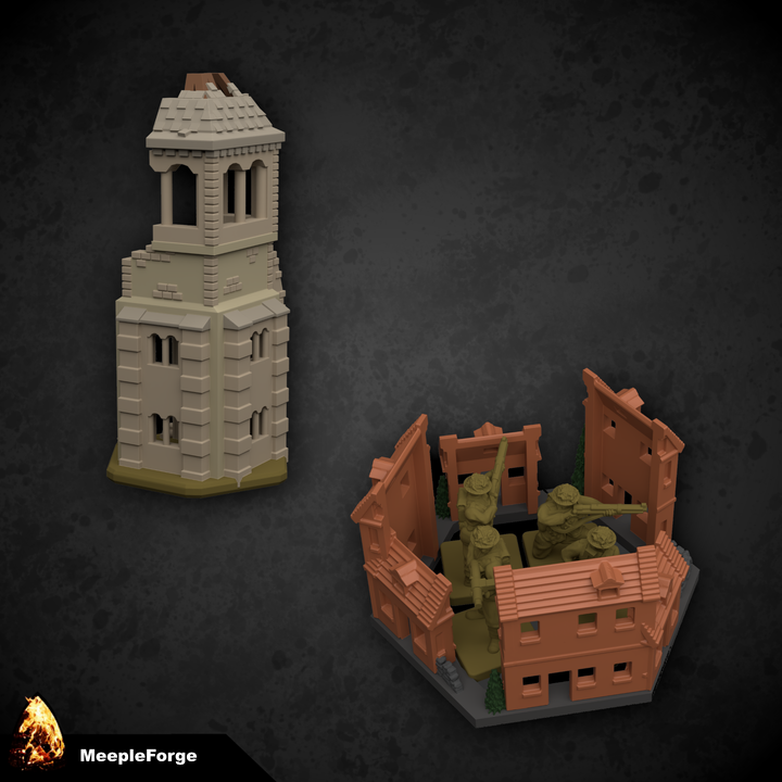 3D Printable Scenery WW2 Sniper Tower and Hex 360 Town by Andy at ...