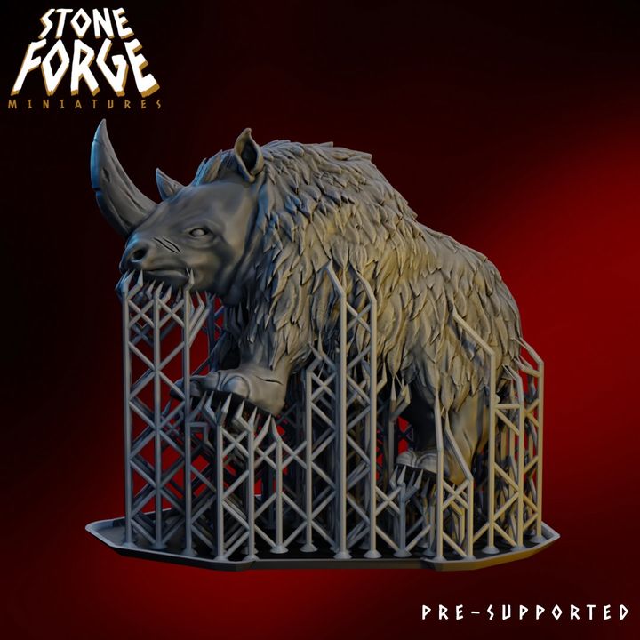 3D Printable Woolly Rhino, Ice Age Rhinoceros (pre-supported) by Stone ...