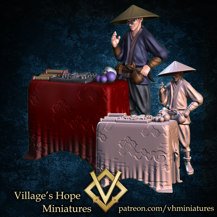 3D Printable Wuxia Suspicious Shady Merchant by Village's Hope Miniatures