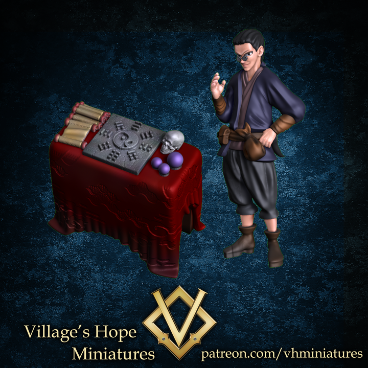 3D Printable Wuxia Suspicious Shady Merchant by Village's Hope Miniatures