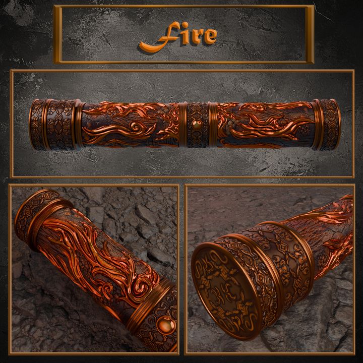 3D Printable Epic Playmat tubes: Fire Theme by Mojibake Collectibles