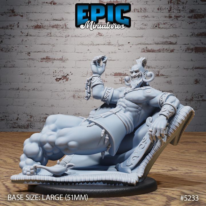 3D Printable Grinning Djinn Relaxed / Eastern Lamp Genie / Oriental ...