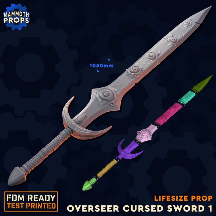 3D Printable Overseer Cursed Sword 1 Display Weapon Prop by Mammoth Props