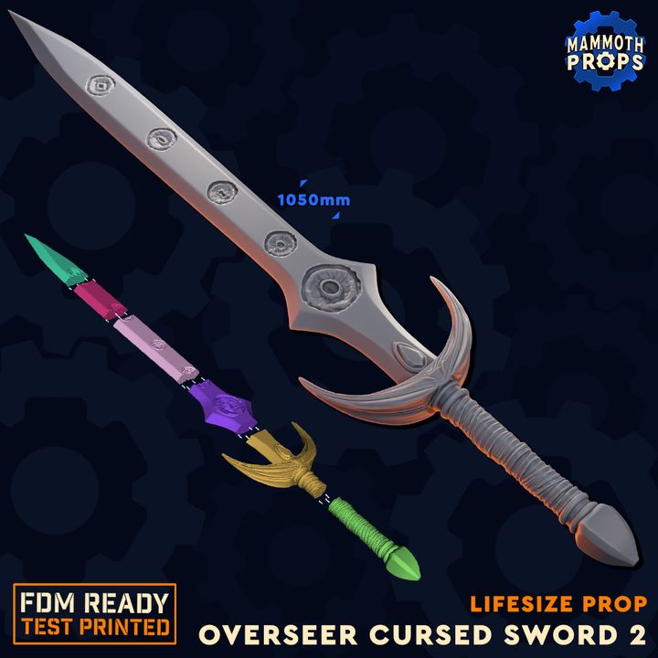 3D Printable Overseer Cursed Sword 2 Display Weapon Prop by Mammoth Props