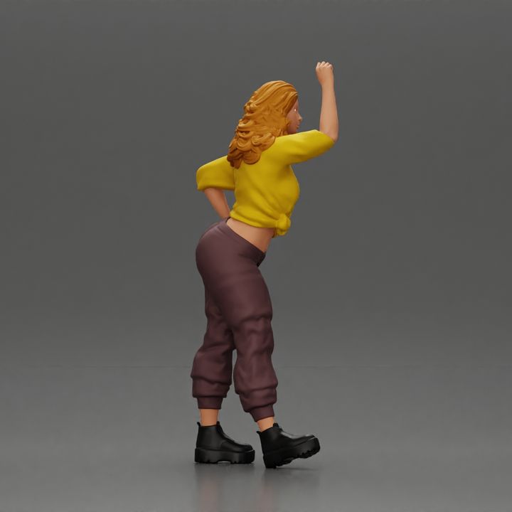 3D Printable Empowered woman confidently striking a pose in casual ...