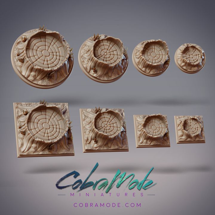 3D Printable Stump Base Pack (8pcs) - Round and Square Versions by ...