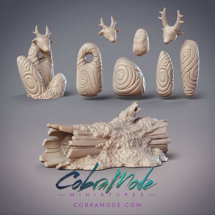 3D Printable Druidic Standing Stones and Giant Log Scatter Terrain Set ...