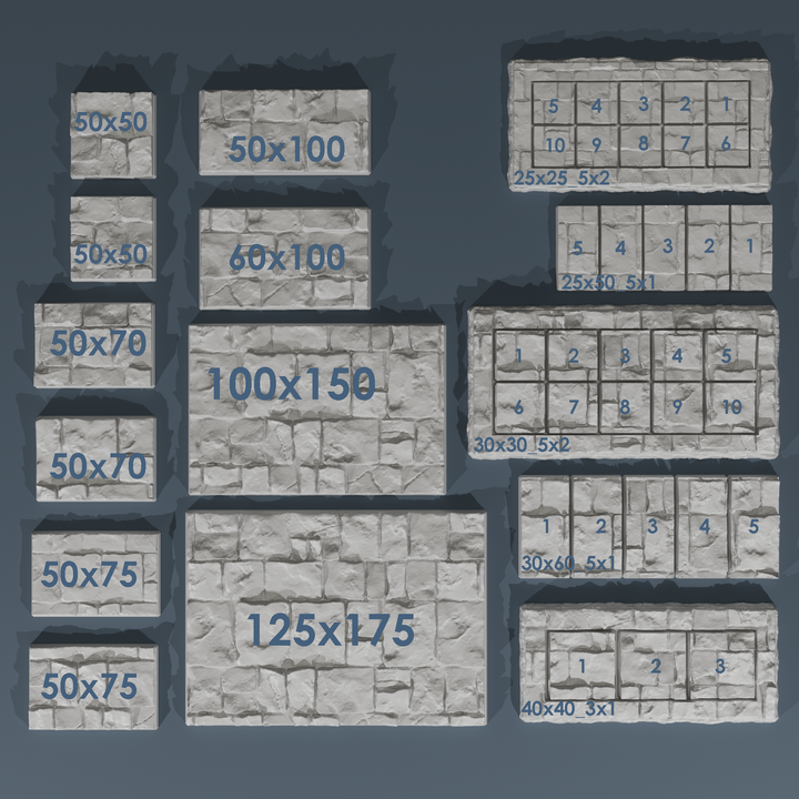 3D Printable Stone Tiles Square Bases by HexBrick