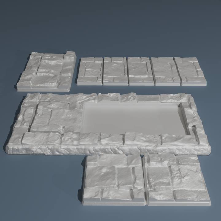 3D Printable Stone Tiles Square Bases by HexBrick