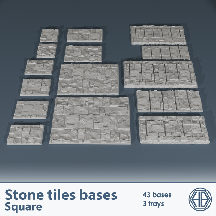 3D Printable Stone Tiles Square Bases by HexBrick