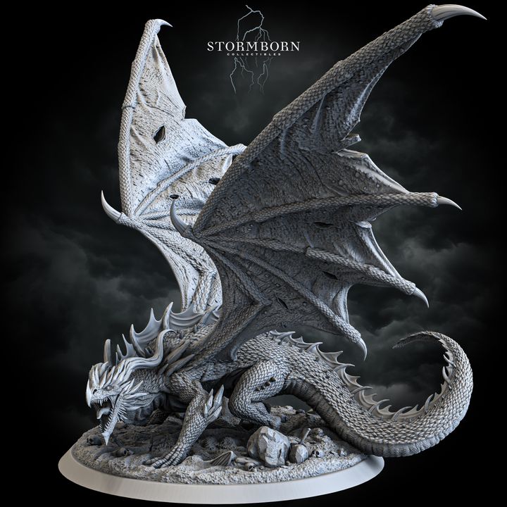 3D Printable Ancient Red Dragon by Stormborn Collectibles