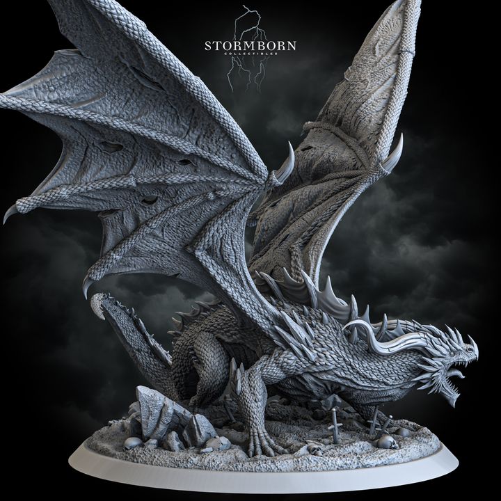 3D Printable Ancient Red Dragon by Stormborn Collectibles