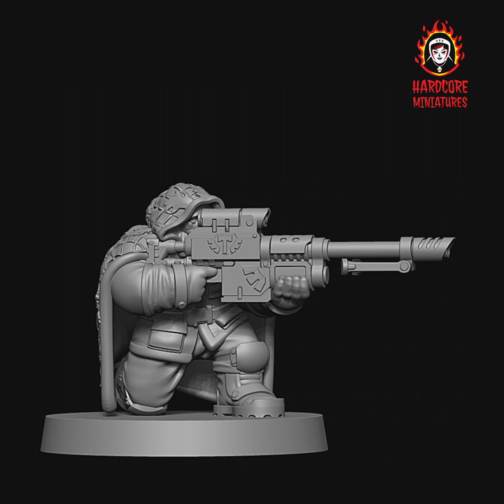 3D Printable Space Dwarf Veteran Sniper 1 by Hardcore Miniatures