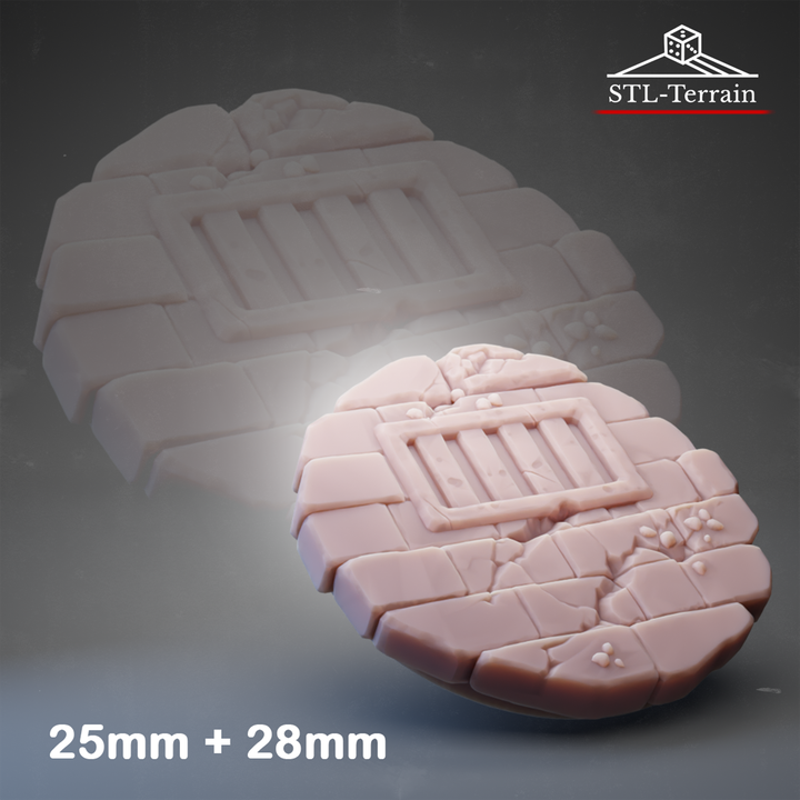3D Printable Sewers Base Toppers 01 by STL Terrain