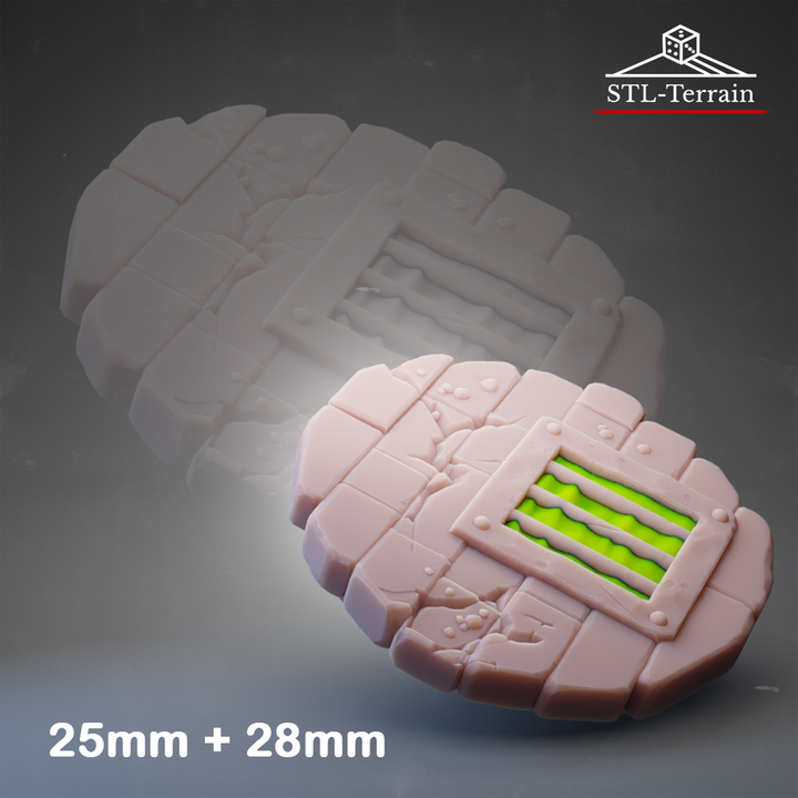 3D Printable Sewers Base Toppers 01 by STL Terrain