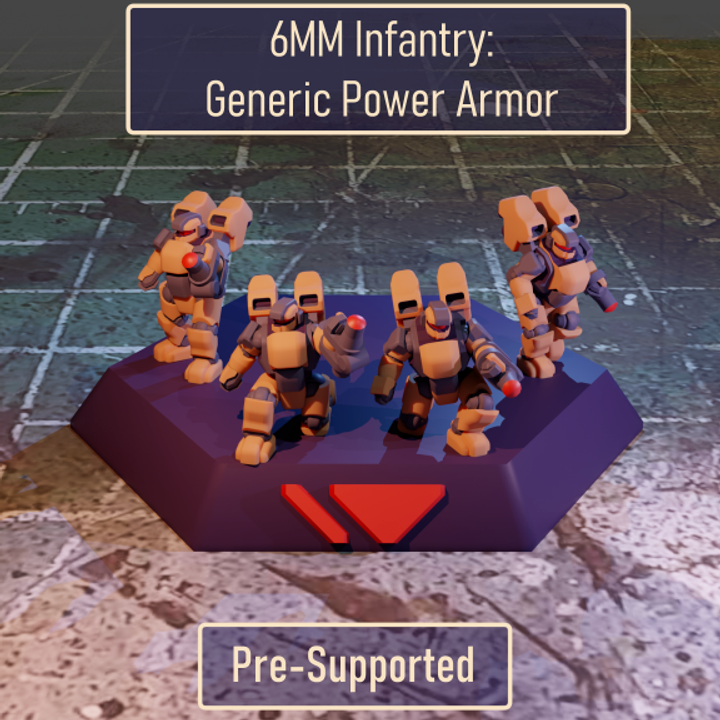 3D Printable 6MM Infantry: Generic Power Armor by Mako Prints