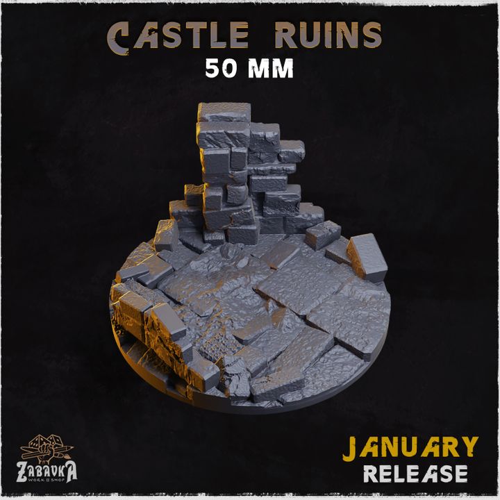 3D Printable Castle Ruins - Bases & Toppers (Small Set) by Zabavka Workshop
