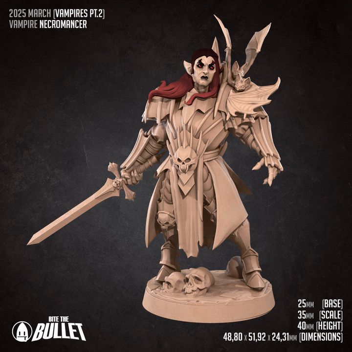 3D Printable Vampire Necromancer (2 Versions) by Bite the Bullet