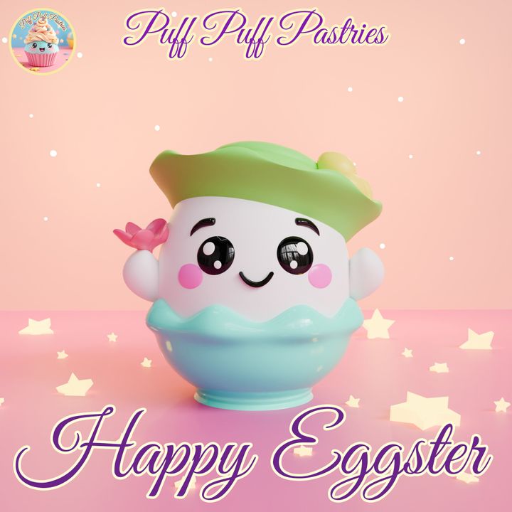 3D Printable Kawaii Happy Eggster Easter Egg by Puff Puff Pastries