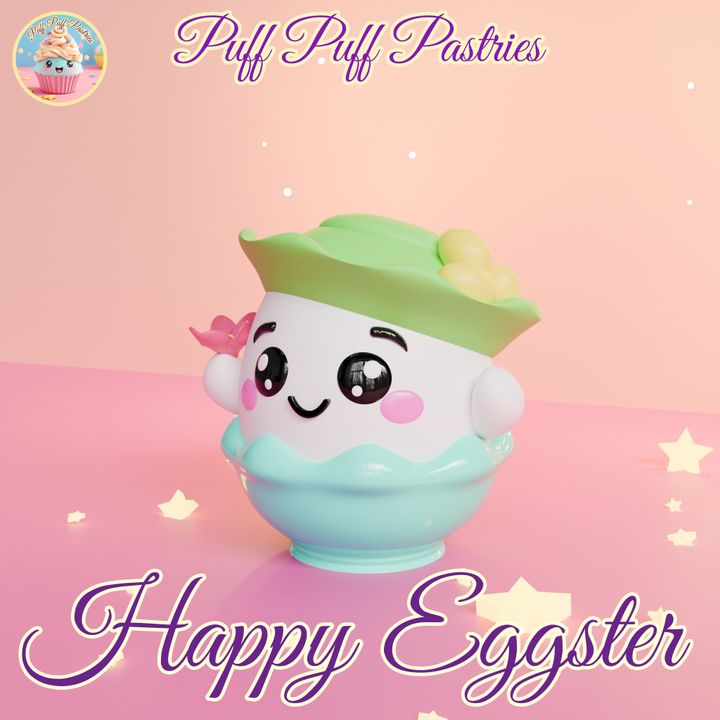 3D Printable Kawaii Happy Eggster Easter Egg by Puff Puff Pastries