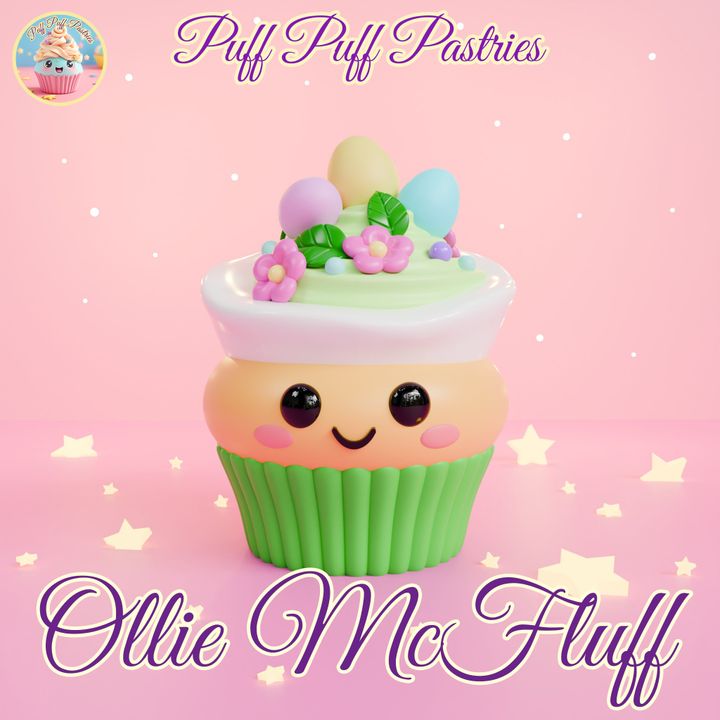 3D Printable Easter Kawaii Ollie McFluff Cupcake by Puff Puff Pastries