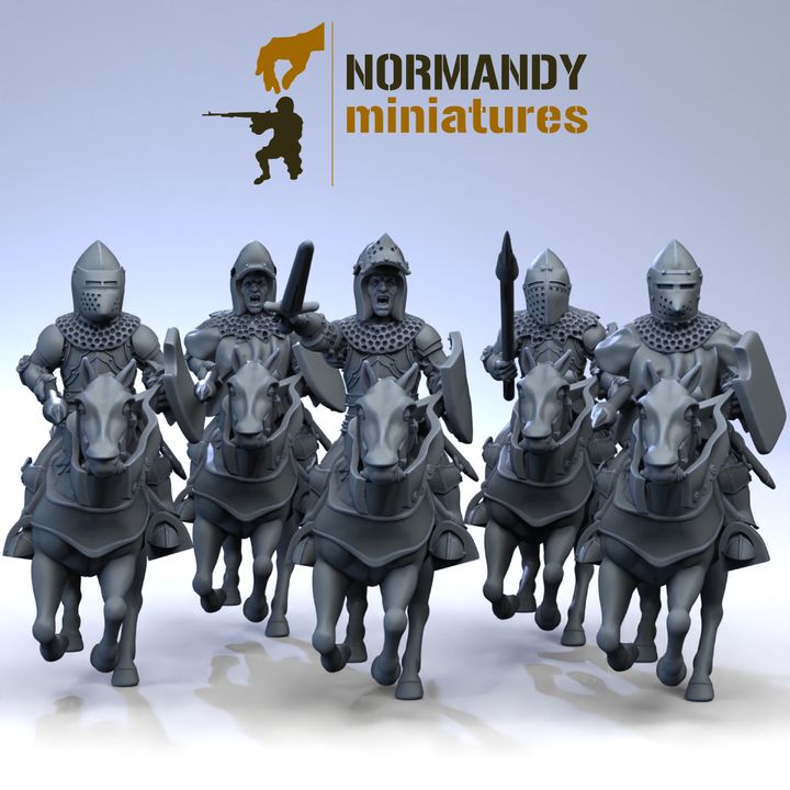 3D Printable Late HYW knights charging by NormandyMiniatures
