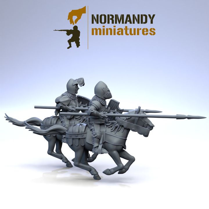 3D Printable Late HYW knights charging by NormandyMiniatures
