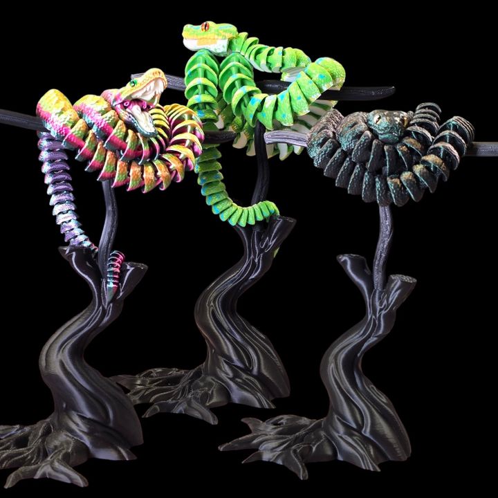 3D Printable Green Tree Python - Articulated Snake by RAKI-BOX
