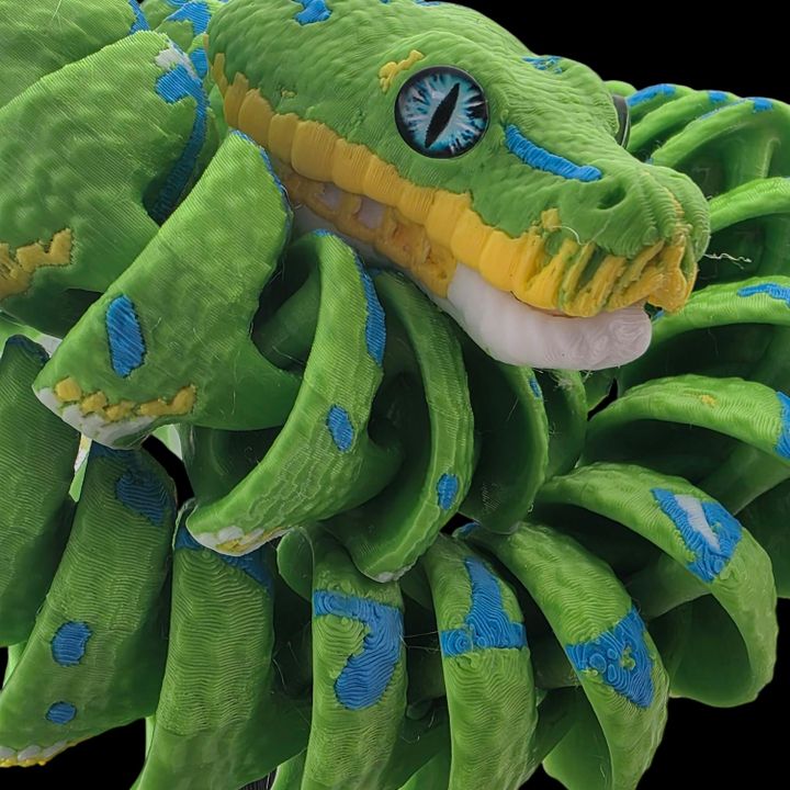 3D Printable Green Tree Python - Articulated Snake by RAKI-BOX